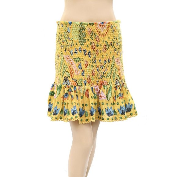 FARM Rio | Skirts | Farm Rio Anthropologie Yellow Summer Garden Mini ...